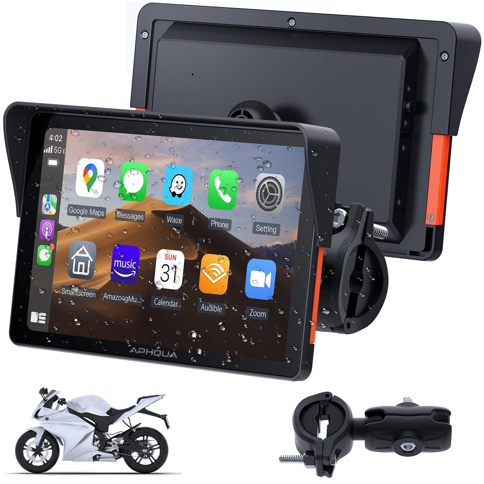 APHQUA Motocycle Carplay-7-Inch Motorcycle GPS Navigation System with ...