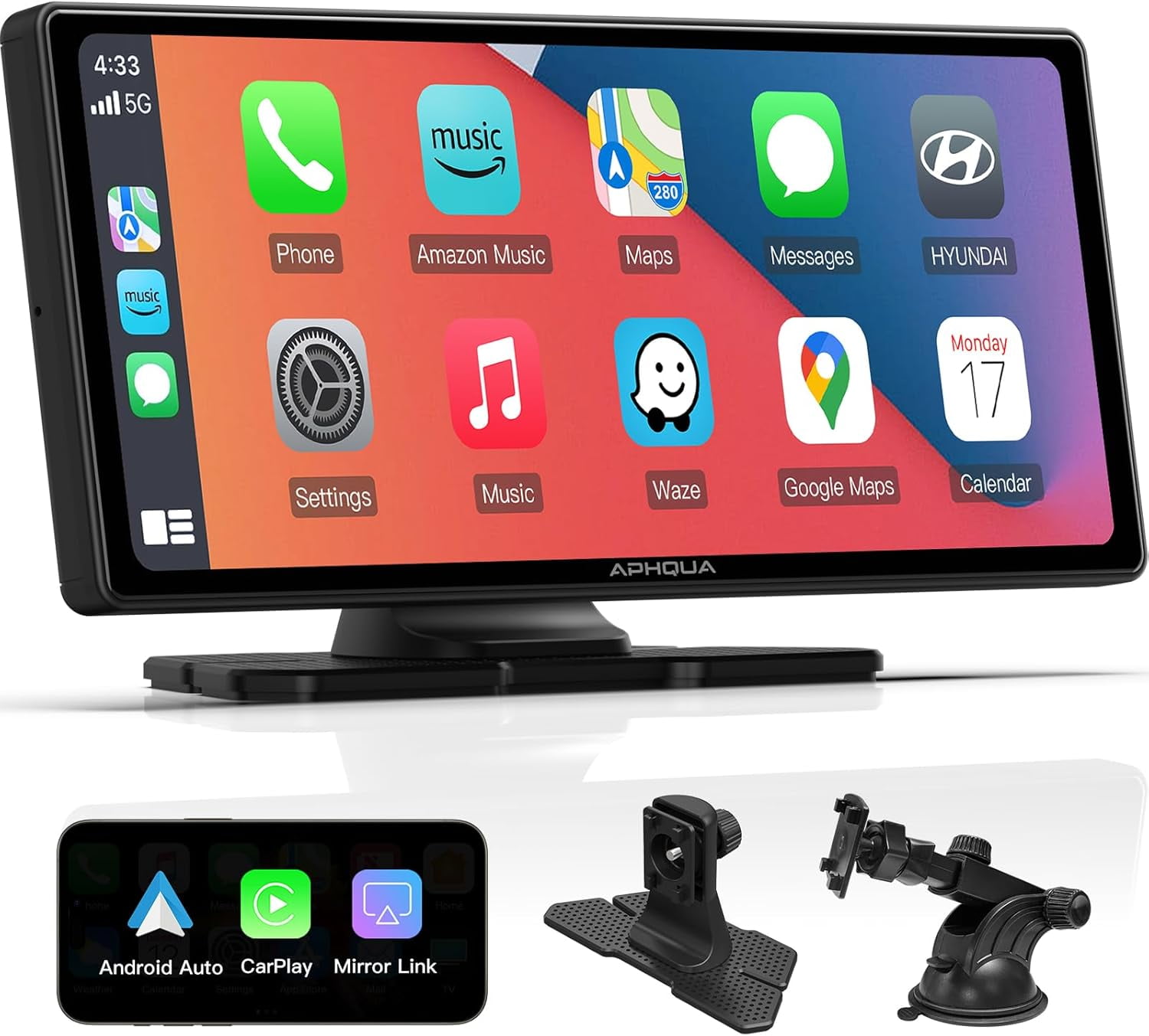 APHQUA Protable Apple Carplay & Android Auto,Car Play Box for Car,10.26 ...