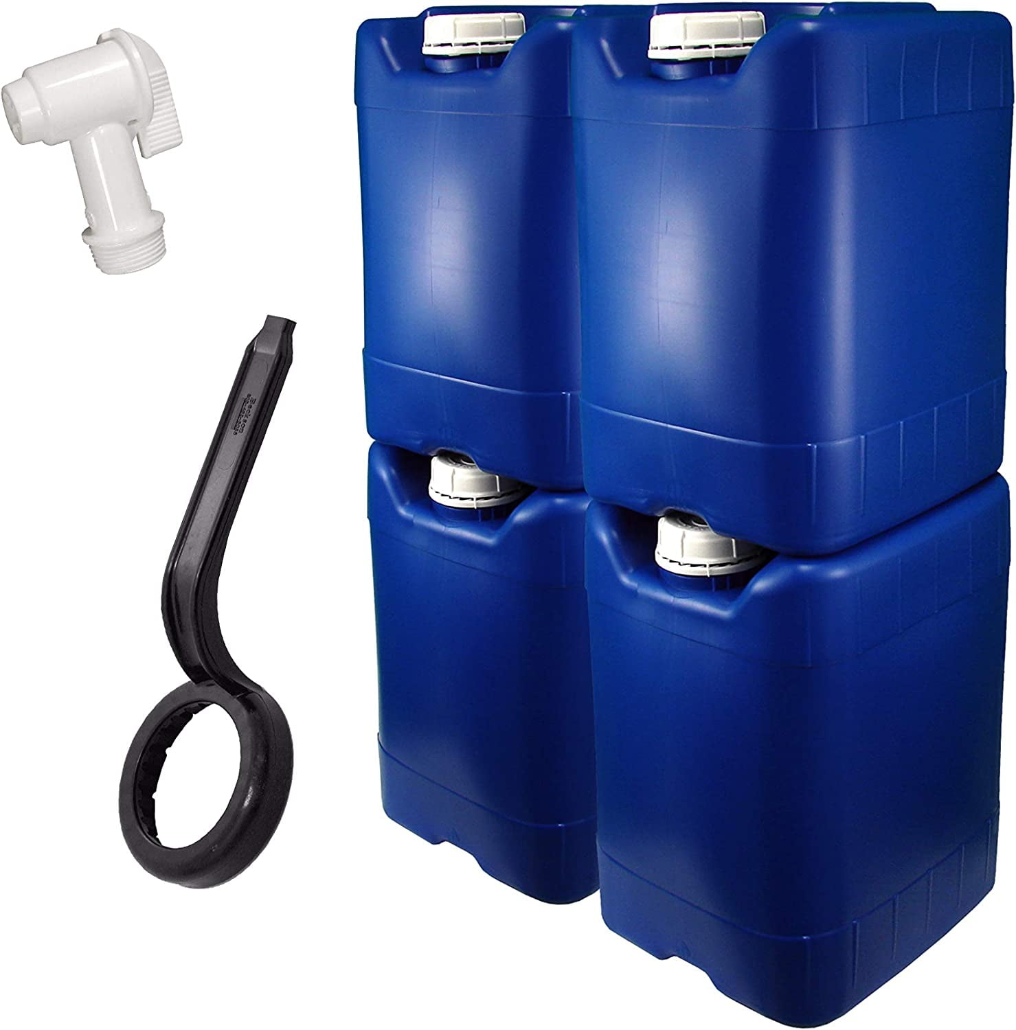 API Kirk Containers 5 Gallon Samson Stackers, Blue, 4 Pack (20 Gallons ...