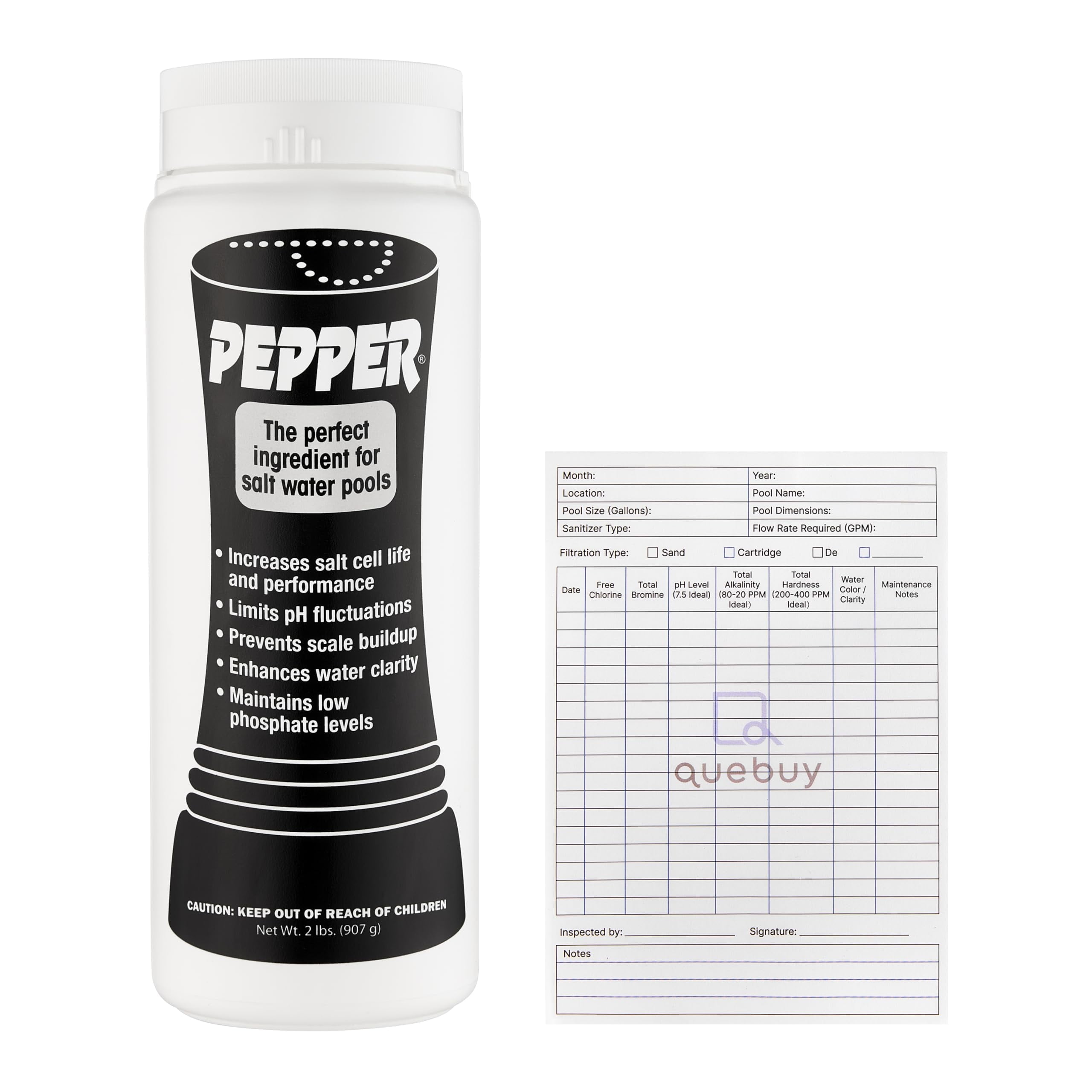 API Pepper 2 Lb Salt Water Pool Chemical Maintenance Balancer + QueBuy ...