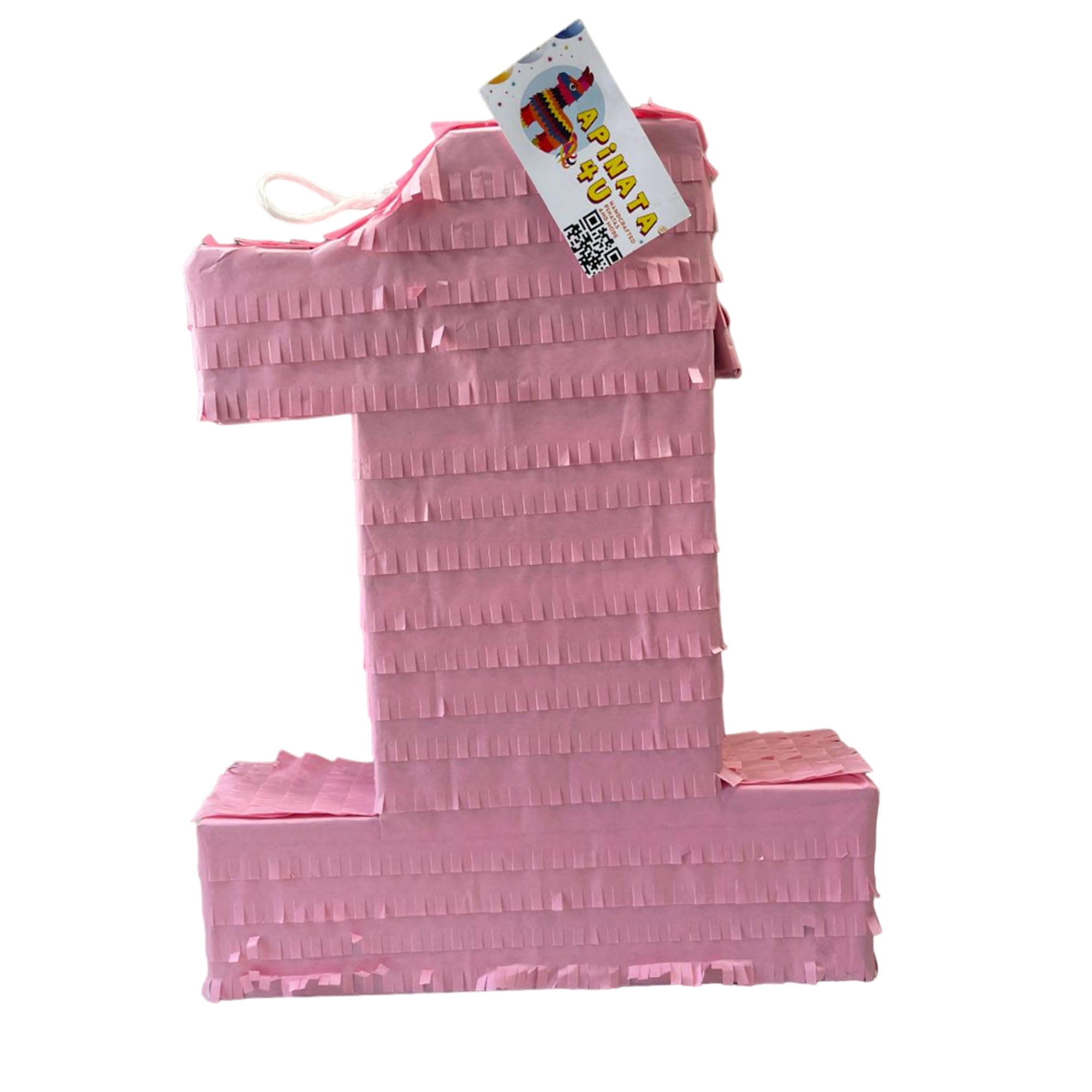 APINATA4U 20" Large Solid Light Pink Number One Pinata First Birthday ...