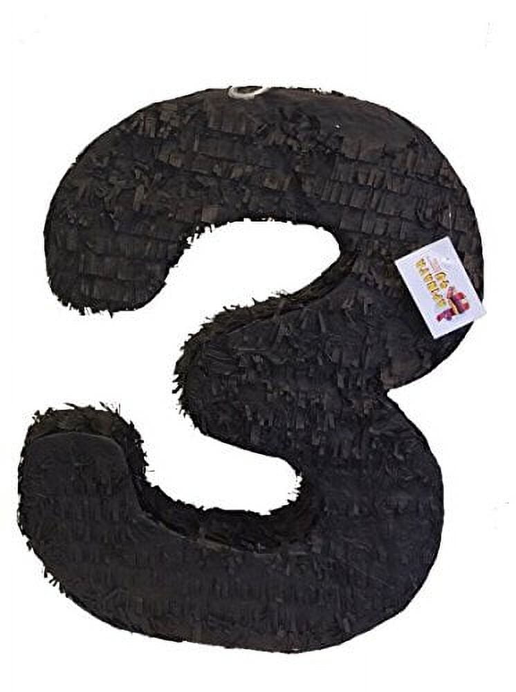 A Pinata 4 U Black Number 3 Pinata, 20'' Tall, Holds 3-6 Pounds of ...