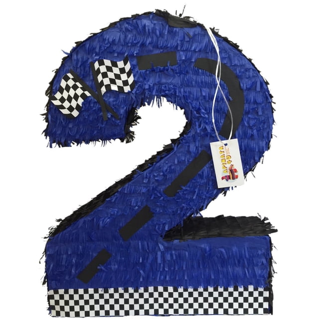 APINATA4U 20" Tall Blue Race Car Theme Number Two Pinata Second ...