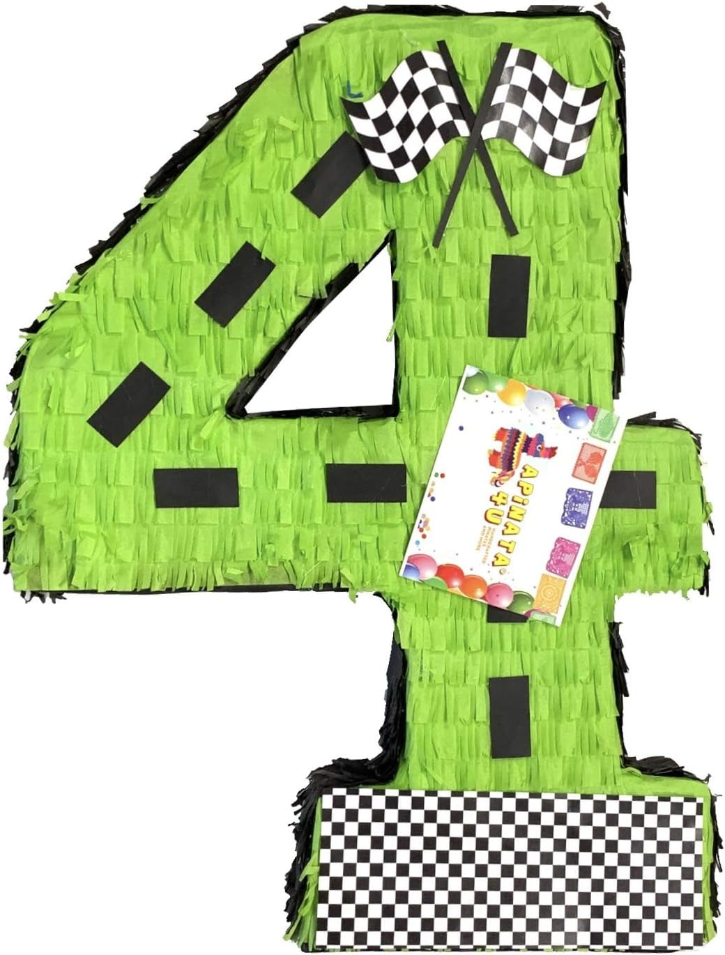 APINATA4U 20" Tall Green Race Car Theme Number Four Pinata - Walmart.com