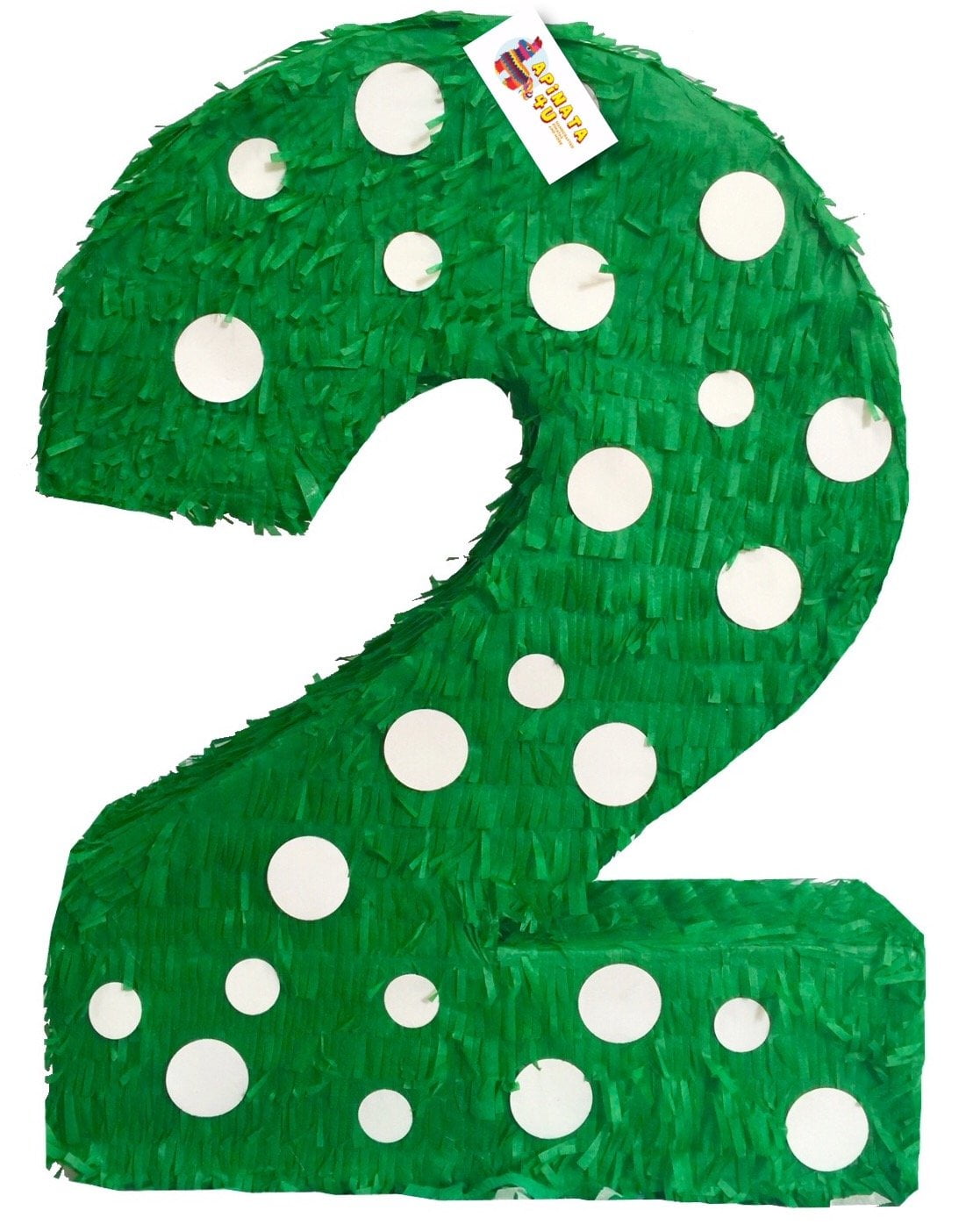 APINATA4U 20'' Tall Green & White Polka Dots Number Two Pinata ...