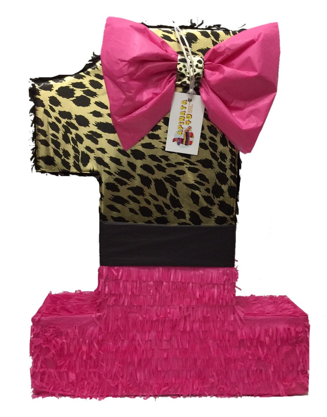 APINATA4U 20'' Tall Hot Pink & Cheetah Print Number One Pinata ...