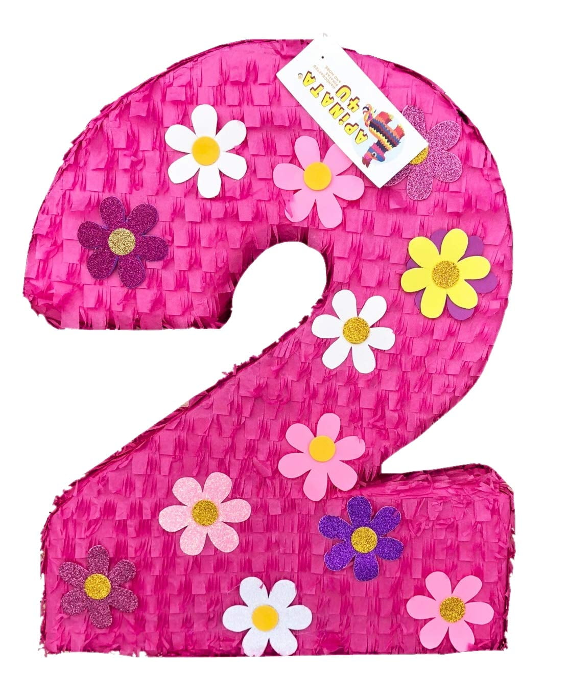 APINATA4U 20'' Tall Hot Pink Number Two Pinata with Flower Accents ...