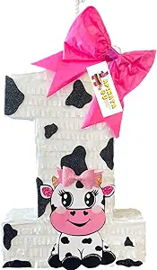 APINATA4U 20"Tall Number One Cow Pinata for First Birthday Barnyard ...