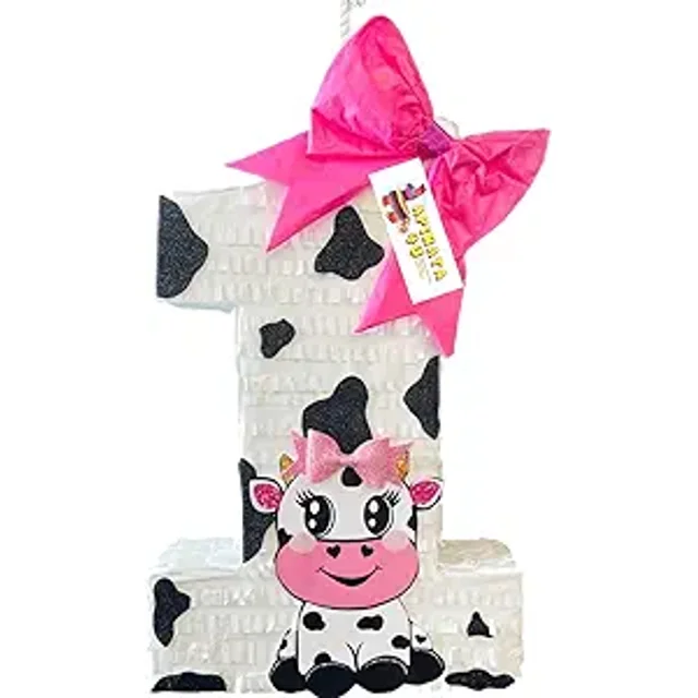 APINATA4U 20"Tall Number One Cow Pinata for First Birthday Barnyard ...