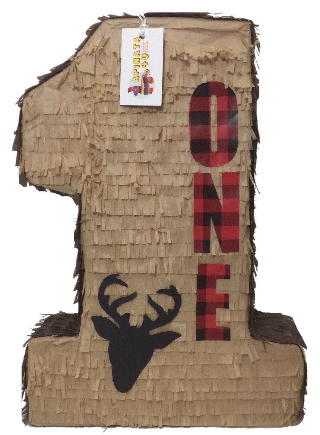 APINATA4U 20'' Tall Number One Lumberjack Pinata with Reindeer Detail ...