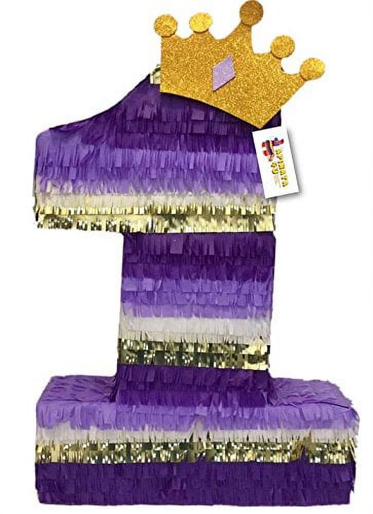 APINATA4U 20'' Tall Number One Piñata with Gold Crown Purple Tones ...