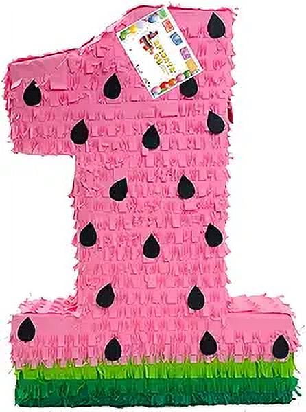 APINATA4U 20" Tall Number One Pinata Pink Watermelon Theme First ...