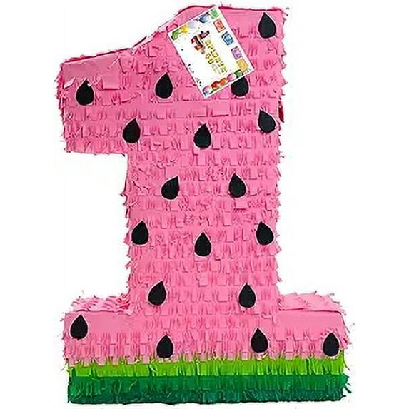 APINATA4U 20" Tall Number One Pinata Pink Watermelon Theme First ...