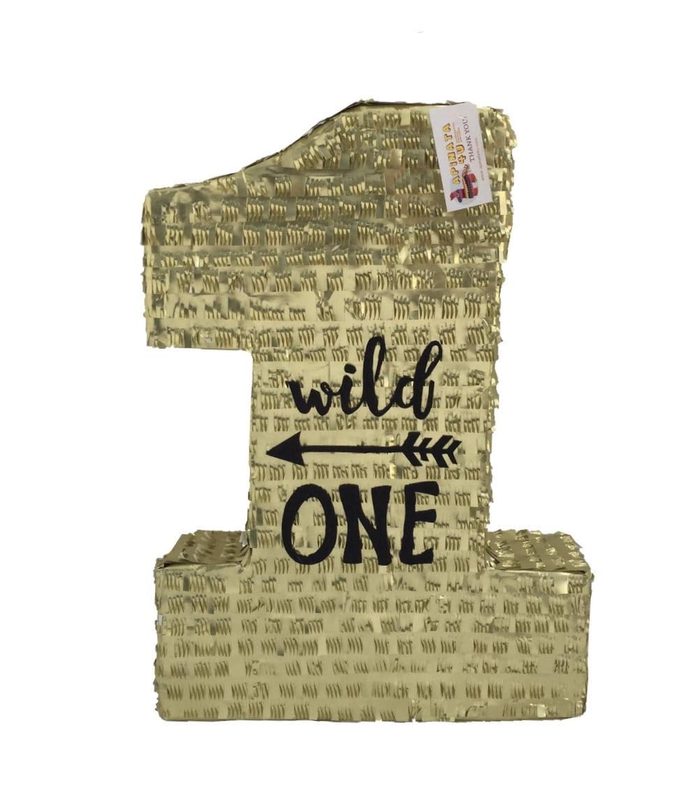 APINATA4U 20" Tall Number One Pinata Wild One Theme Gold and Black ...