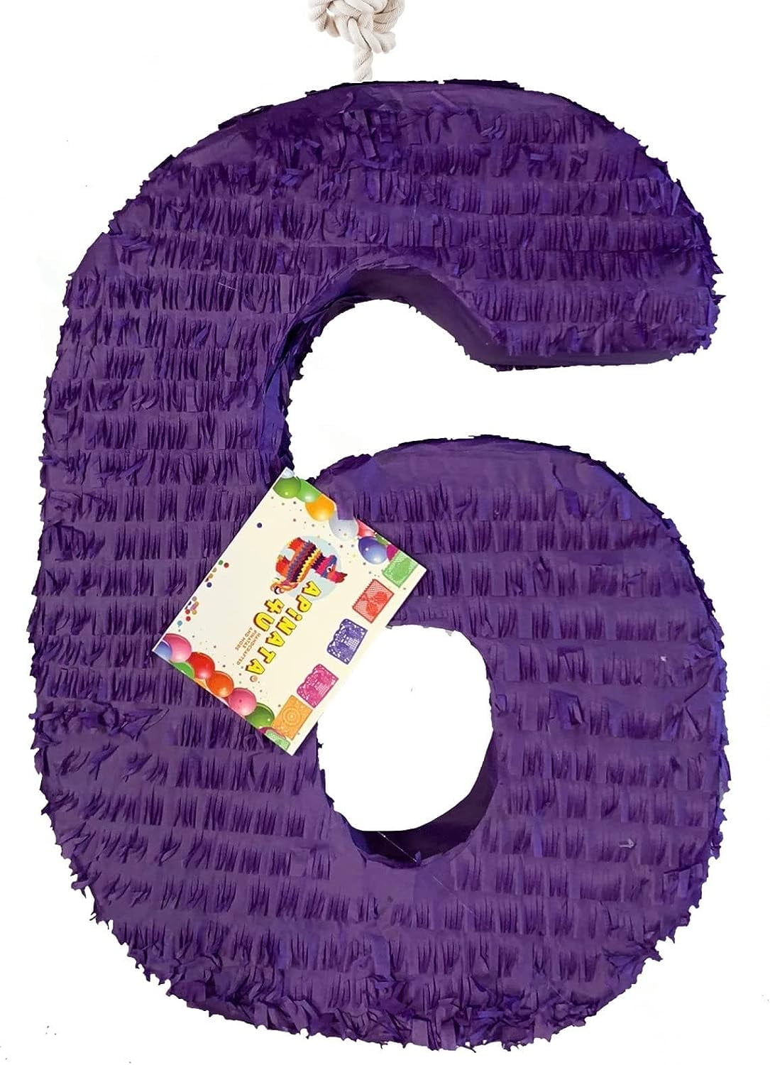 APINATA4U 20'' Tall Number Six Piñata Purple Color for Sixth Birthday ...