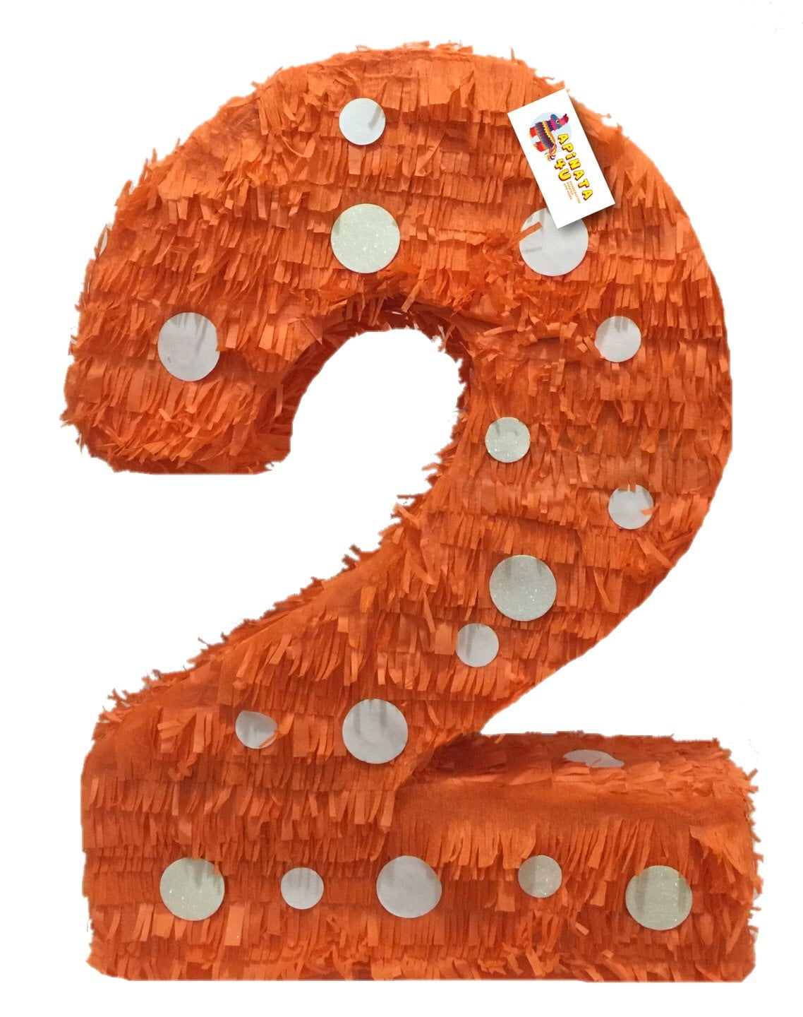 APINATA4U 20'' Tall Orange & White Polka Dots Number Two Pinata ...