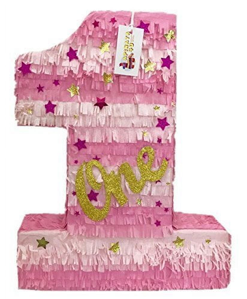 APINATA4U 20"Tall Pink & Gold Number One with Stars Twinkle Twinkle ...