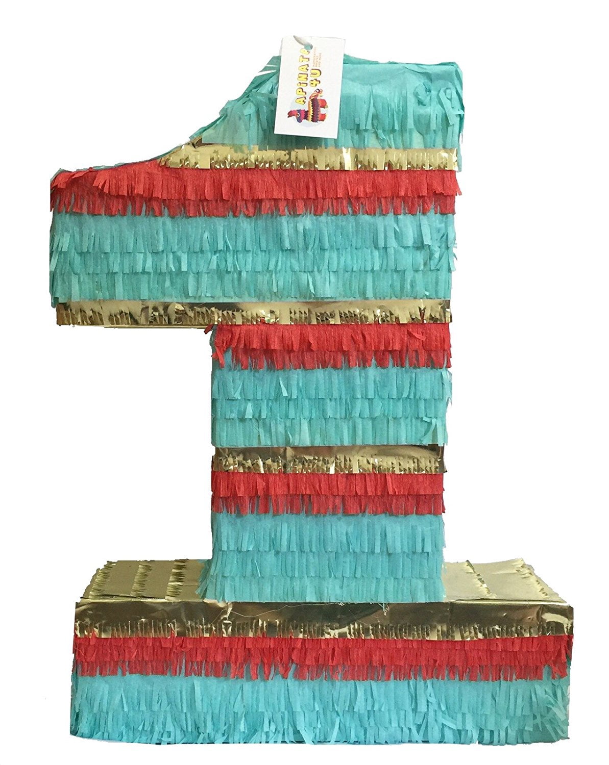 APINATA4U 20'' Tall Princess Number One Pinata Teal Coral & Gold Color ...