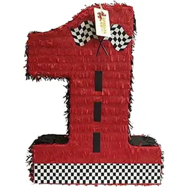 APINATA4U 20" Tall Red Number One Pinata Racing Theme Race Car Themed ...
