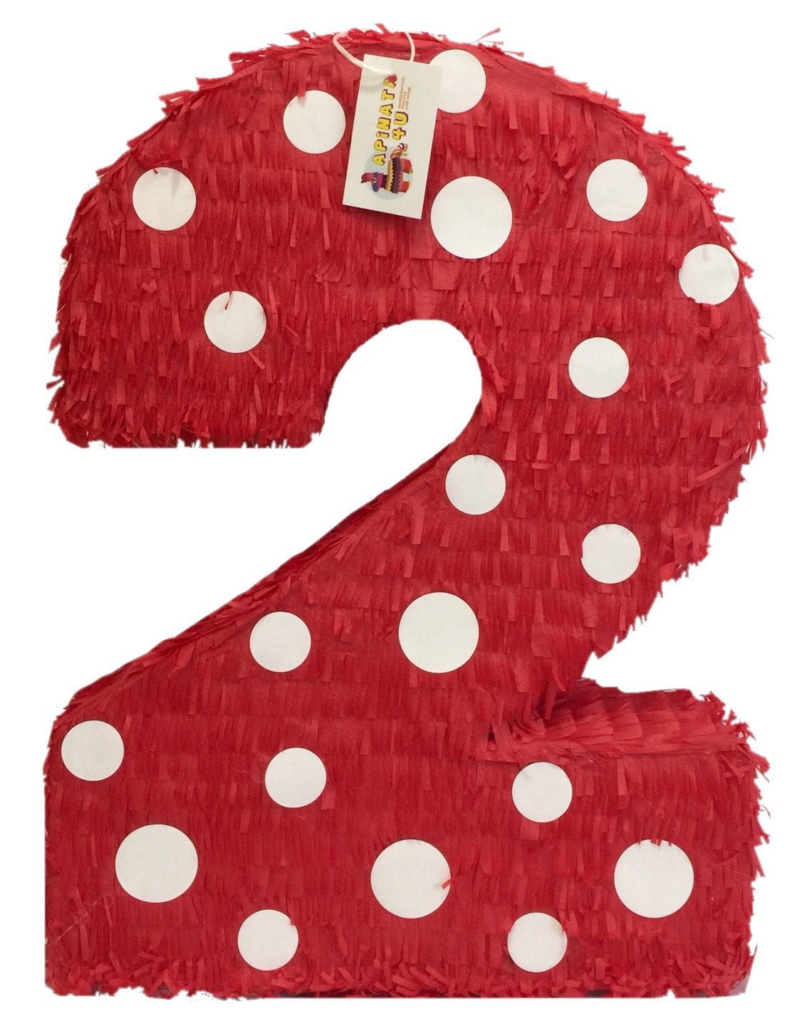 APINATA4U 20'' Tall Red & White Polka Dots Number Two Pinata - Walmart.com
