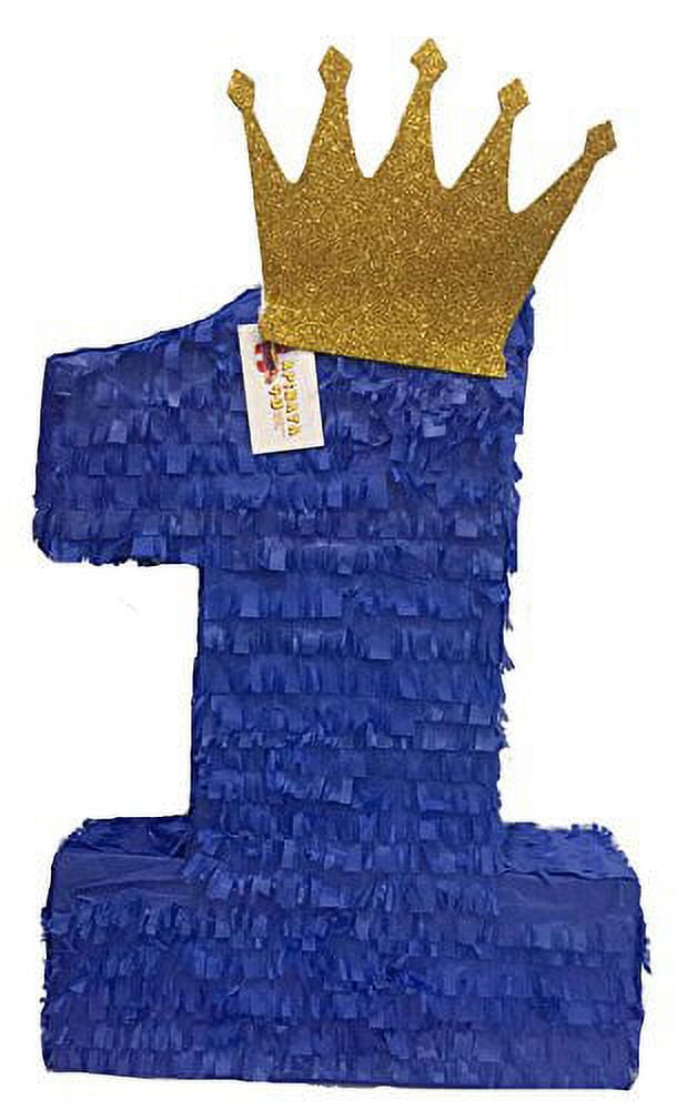 APINATA4U 20" Tall Royal Blue & Gold One Pinata with Gold Crown First ...