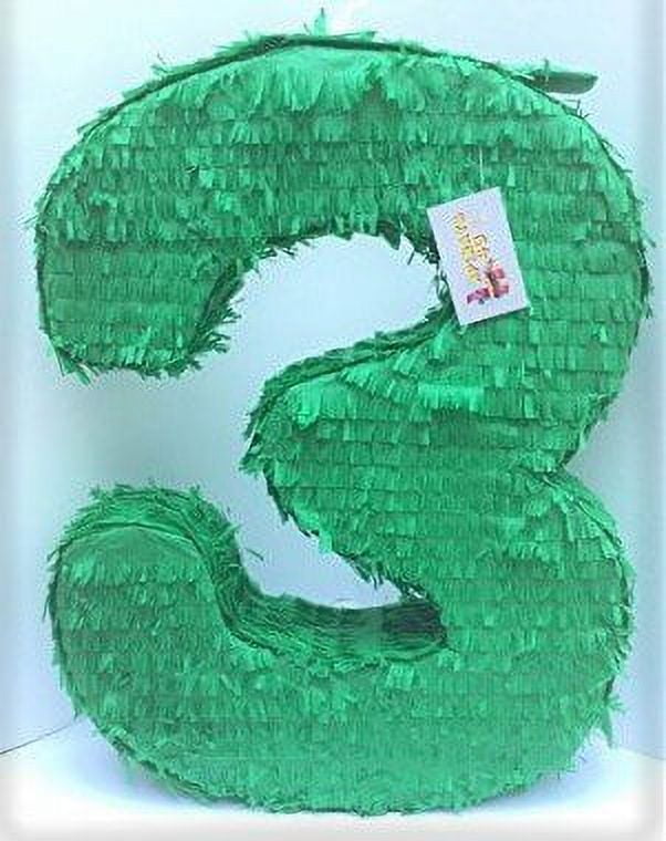 APINATA4U 20'' Tall Solid Green Number Three Piñata Third Birthday ...