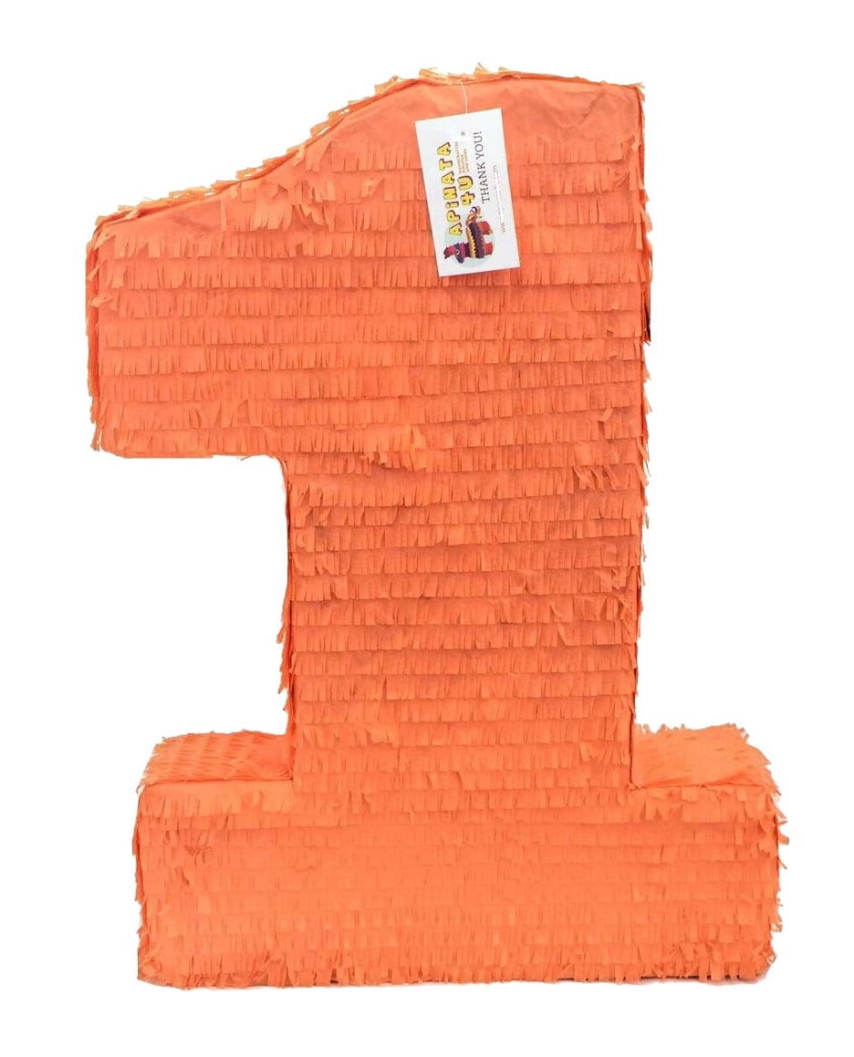 APINATA4U 20'' Tall Solid Orange Number One Pinata First Birthday ...