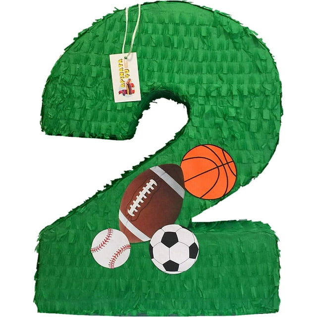 APINATA4U 20'' Tall Sports Theme Number Two Pinata Green Color ...