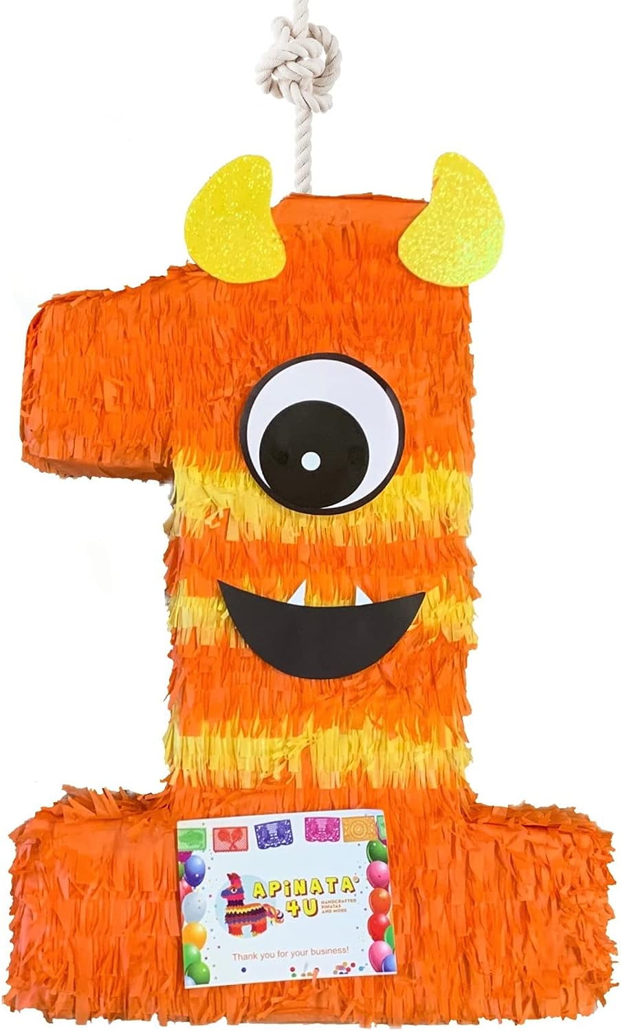 APINATA4U 20'' Tall Striped Number One Pinata Red White Green & Gold ...