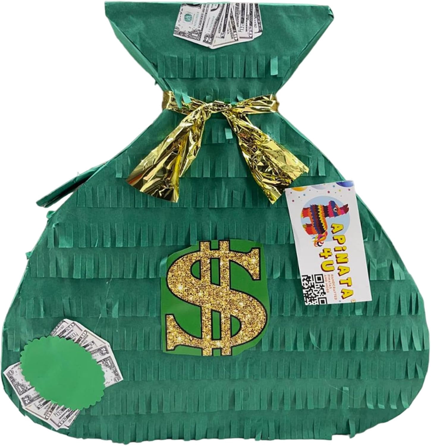 APINATA4U Green Money Bag Pinata, Dollar Sign Theme for Birthday ...