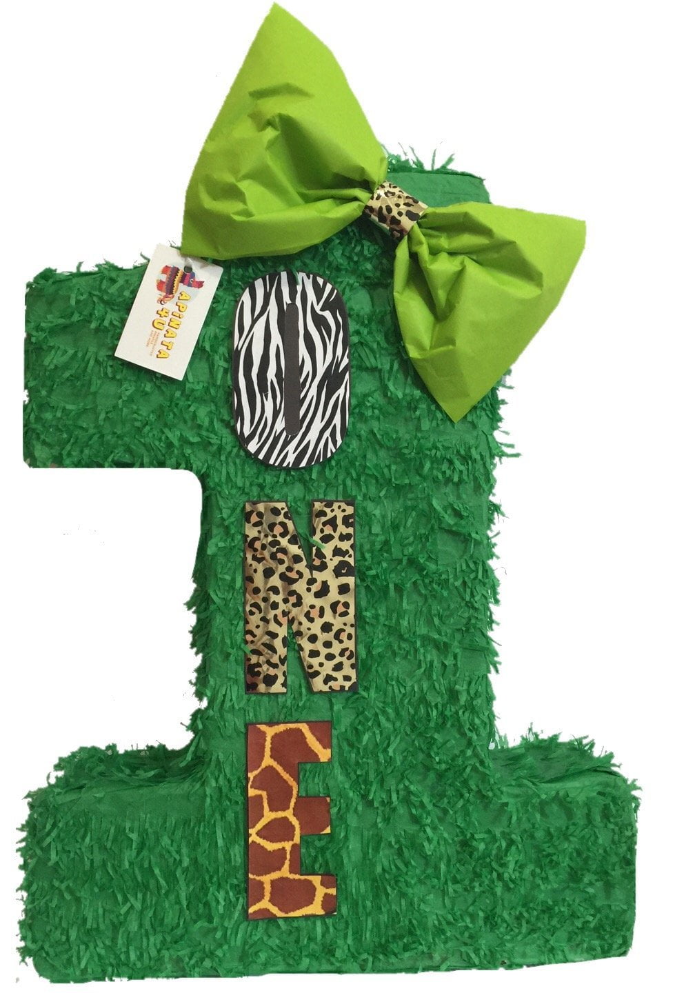 APINATA4U Green Number One Piata with Bow 20" Tall Safari Theme ...