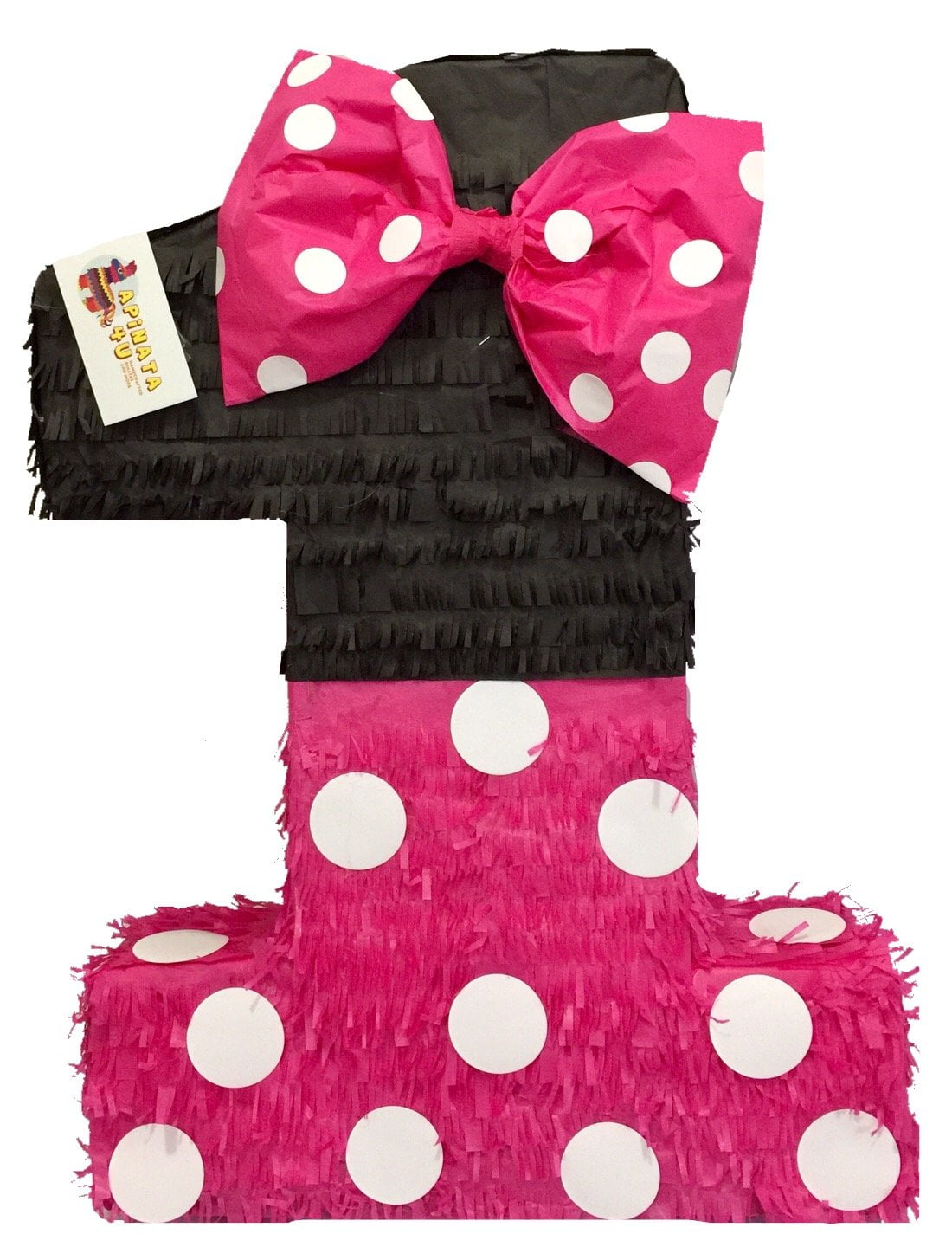 APINATA4U Hot Pink & Black Number One Pinata 20" Tall - Walmart.com