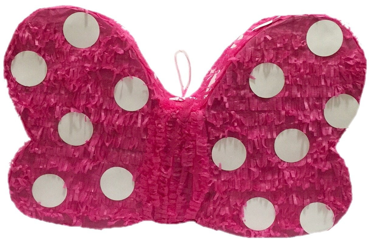 APINATA4U Hot Pink Bow with White Polka Dots Pinata - Walmart.com
