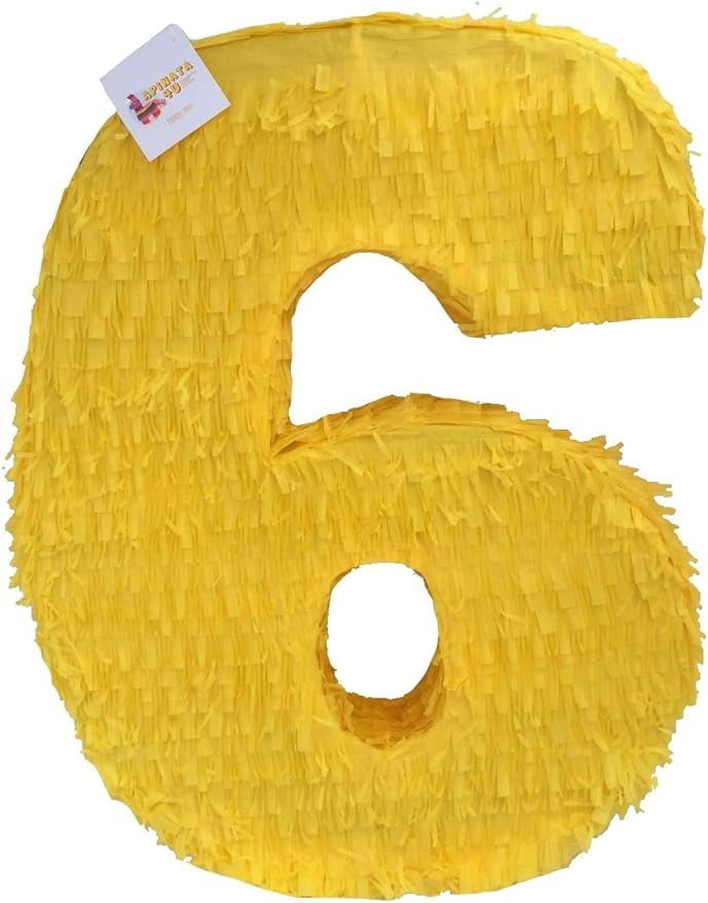 APINATA4U Large 20" Yellow Color Number Six Pinata Sixth Birthday Party ...