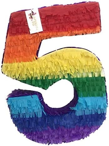 APINATA4U Large Number Five Pinata Rainbow Colored 20" Tall - Walmart.com