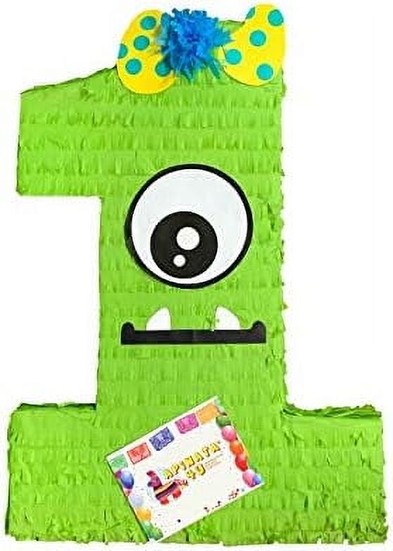 APINATA4U Large Number One Monster Bash Birthday Party Pinata 20" Green ...