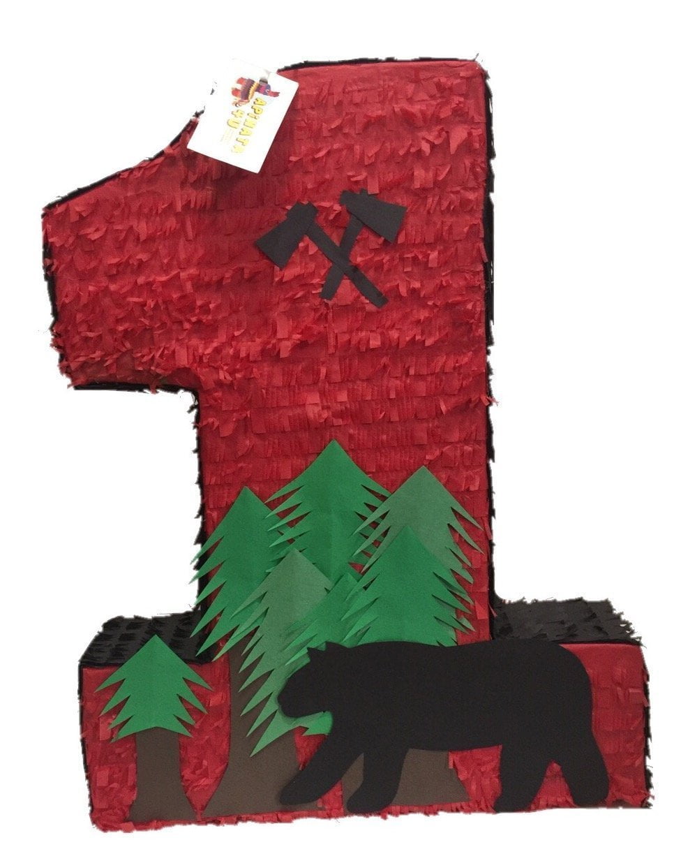 APINATA4U Number One Pinata 20" Tall Lumberjack Theme Party Favor ...