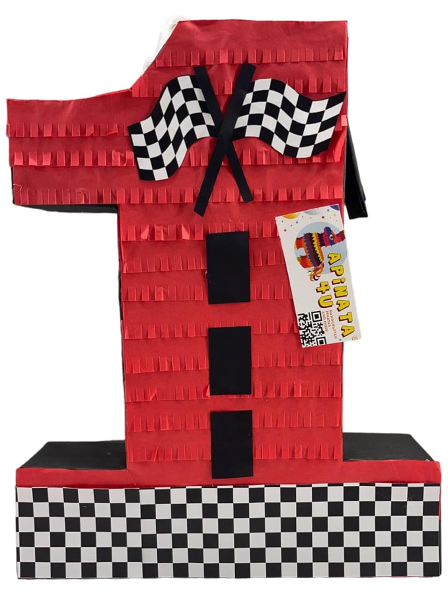 APINATA4U Number One Race Car Pinata, Red for First Birthday, Racing ...