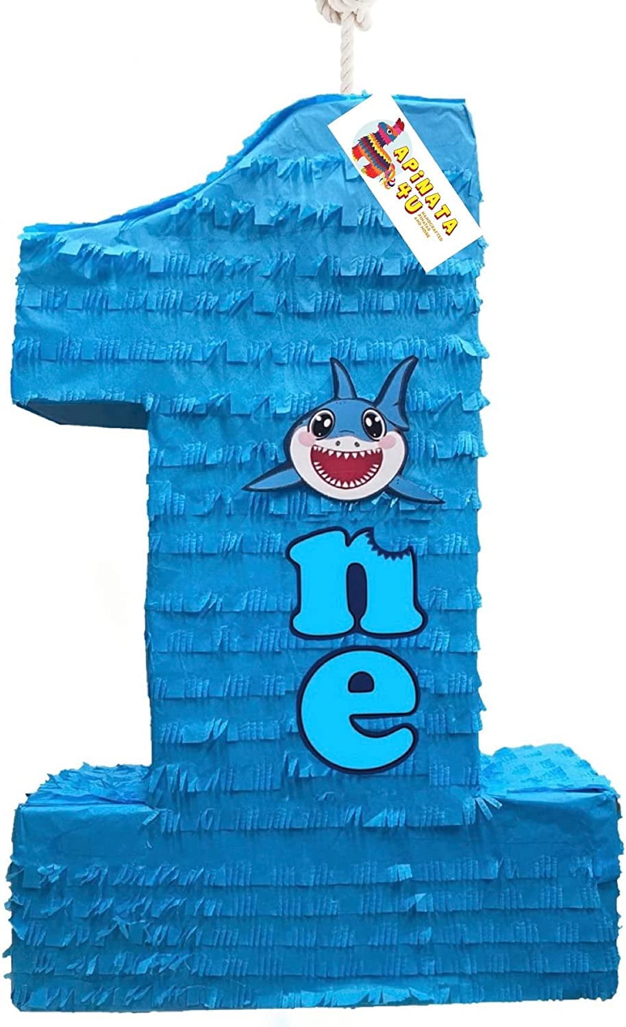 APINATA4U Number One Shark Theme Piñata 20" Tall Blue Color First ...