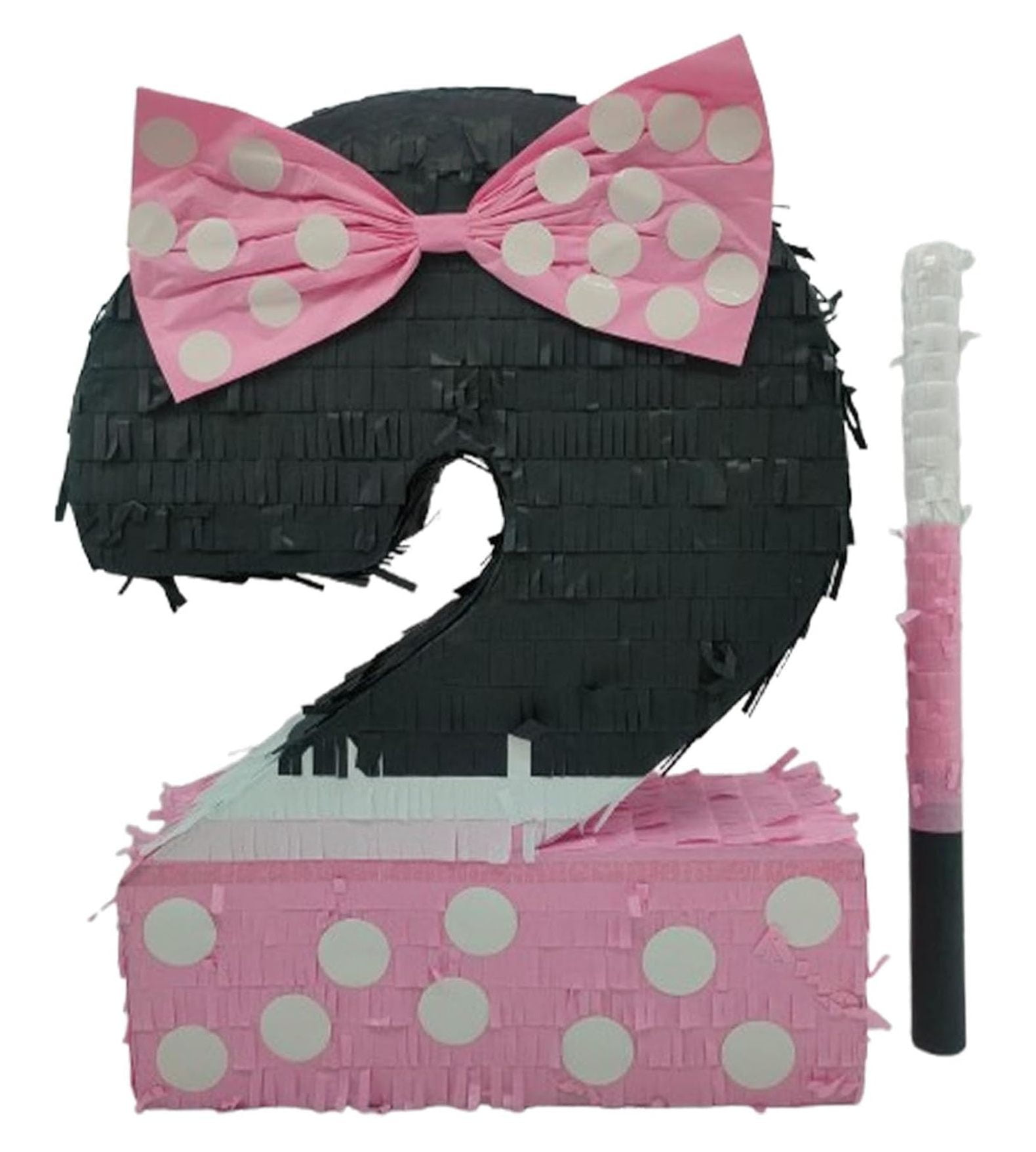 APINATA4U Pink & Black Number Two Pinata with Pink Bow, Themed Second ...