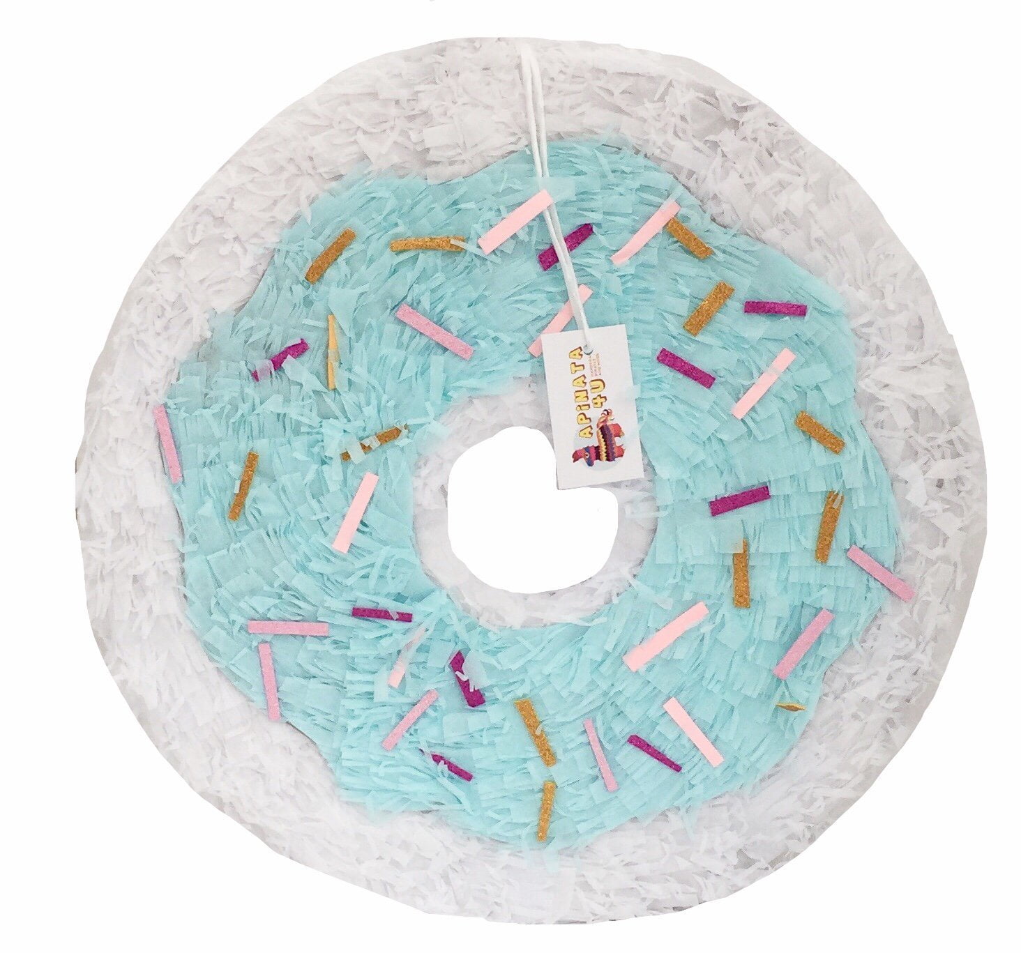APINATA4U White & Teal Doughnut Pinata with Sprinkles 16" Doughnut ...