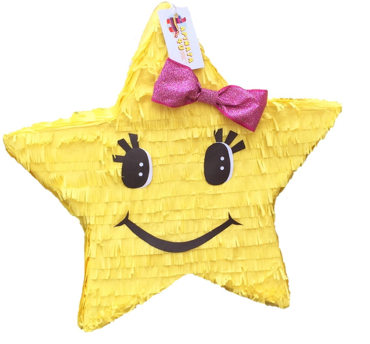 APINATA4U Yellow Star Pinata with Pink Bow - Walmart.com