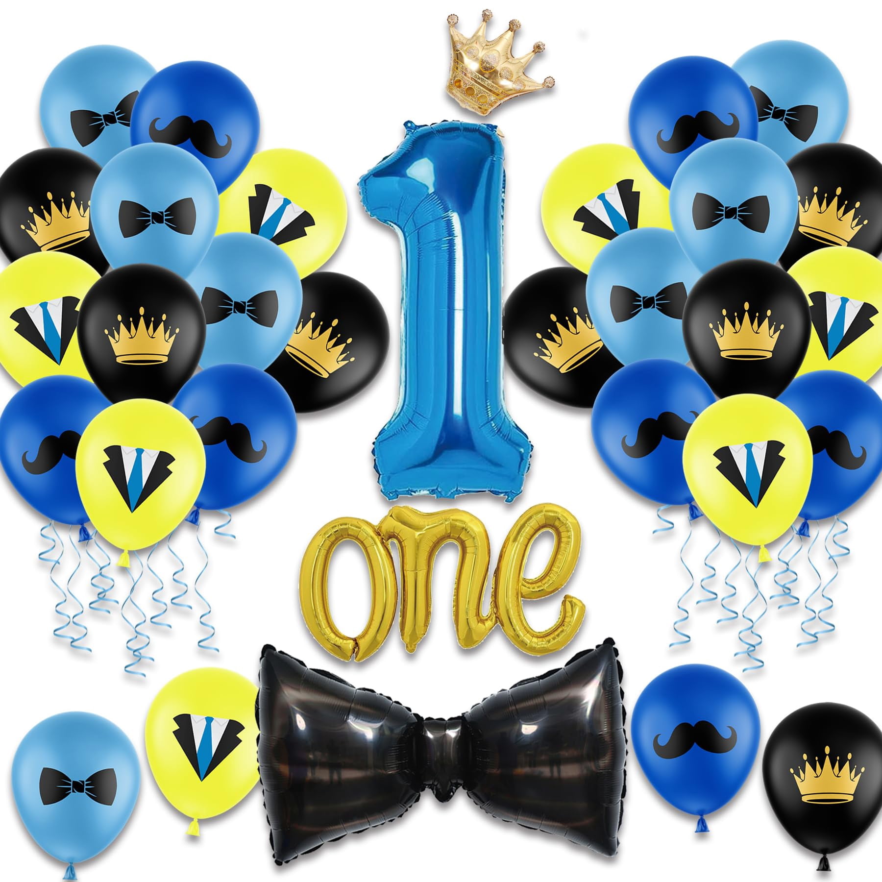 APINWIN 32PCS BOSS Theme Balloons Decorative Party Set, Black Blue Boss ...