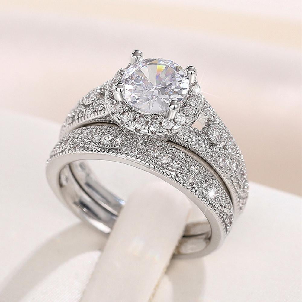 APIPEE 2pcs His and Hers Wedding Ring Sets Couples Engagement Rings ...