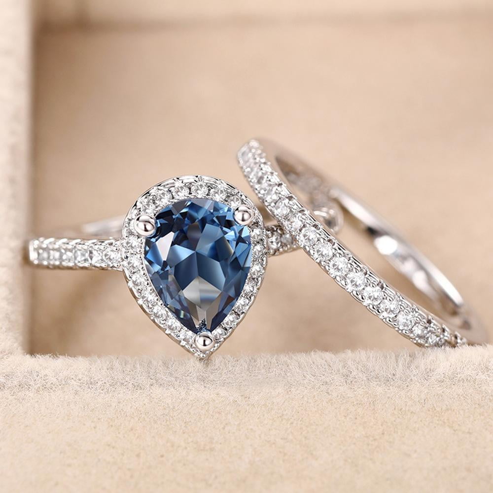 APIPEE 2pcs His and Hers Wedding Ring Sets Couples Engagement Rings ...