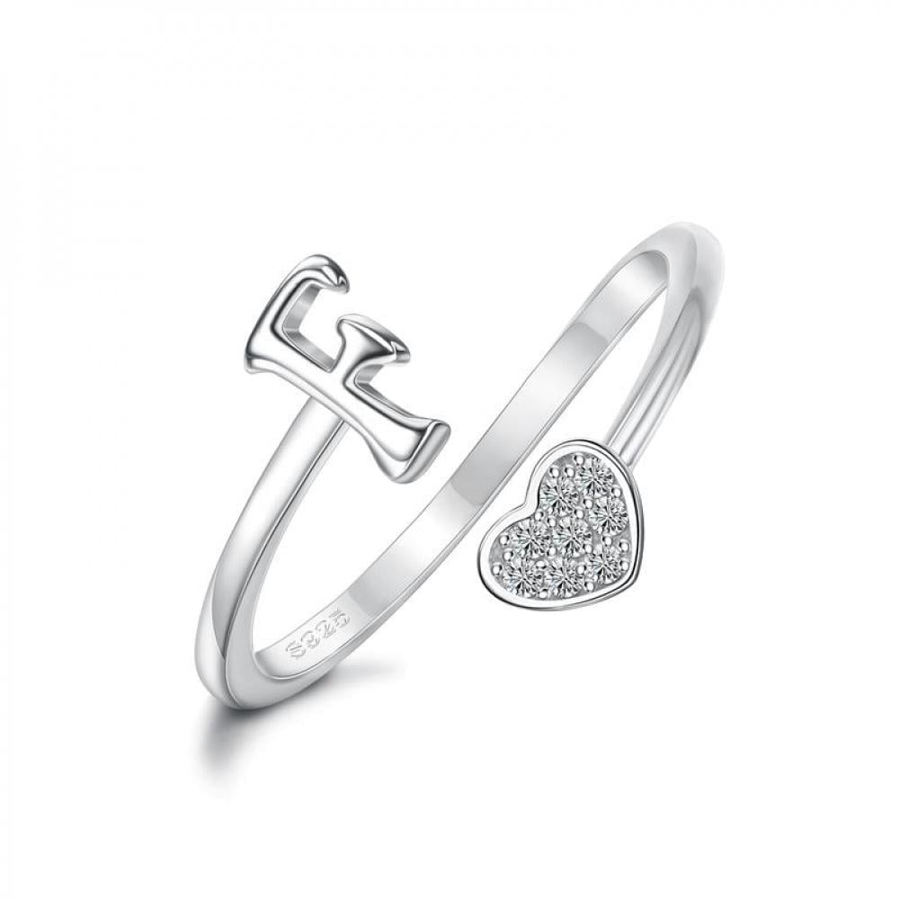 APIPEE Heart Alphabet Initial Ring in 925 Sterling Silver, Adjustable ...