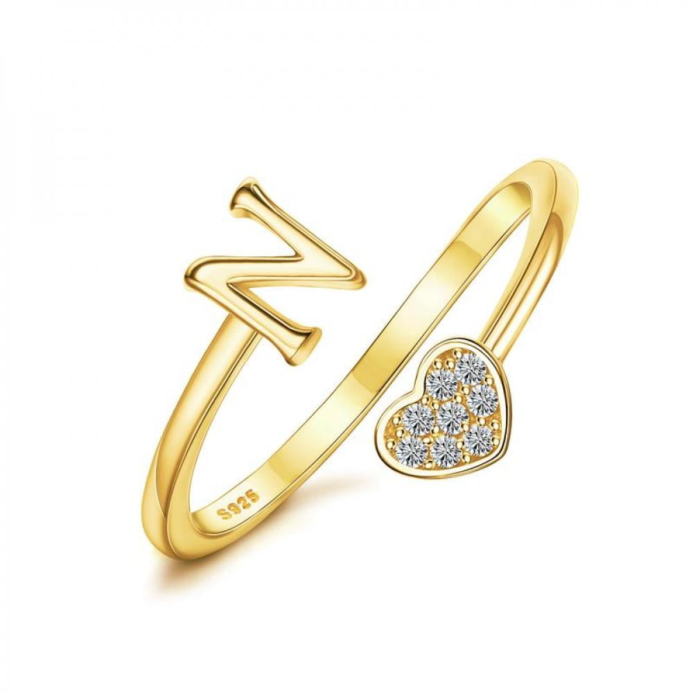 APIPEE 925 Sterling Silver Heart Initial Rings For Women S Stackable ...
