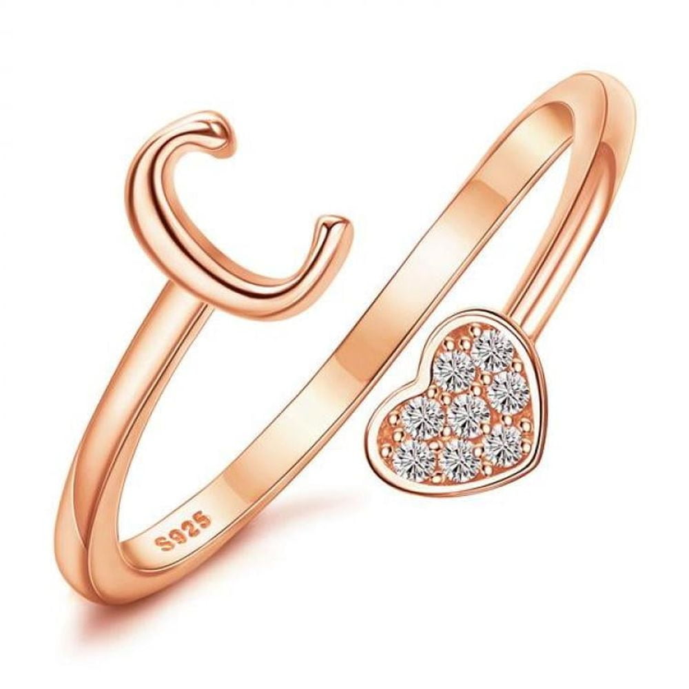 APIPEE 925 Sterling Silver Heart Initial Rings For Women S Stackable ...