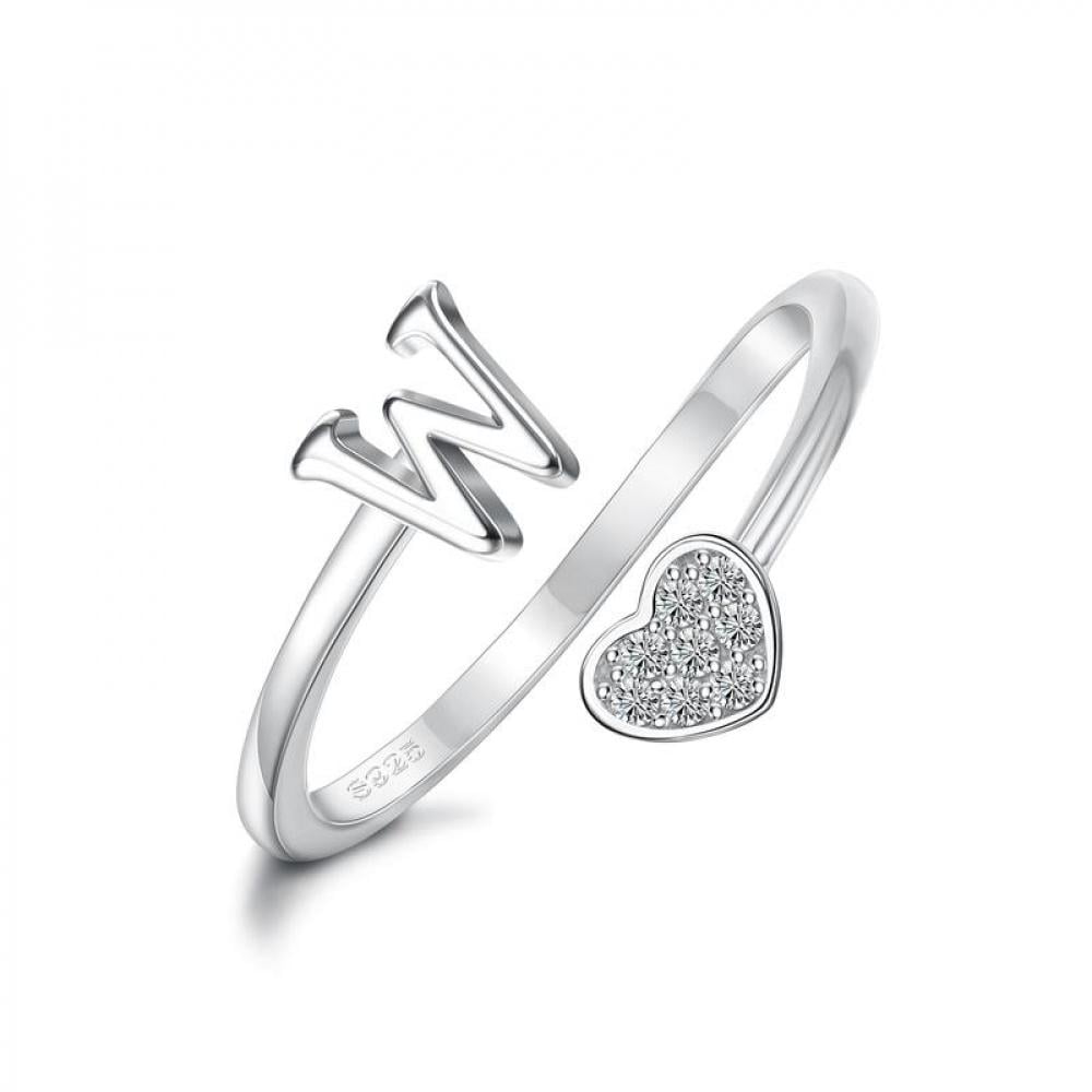 APIPEE 925 Sterling Silver Heart Initial Rings For Women S Stackable ...