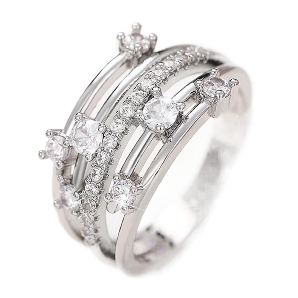 APIPEE Classic Promise Ring Cocktail Ladies Gift for Wife Dazzling ...